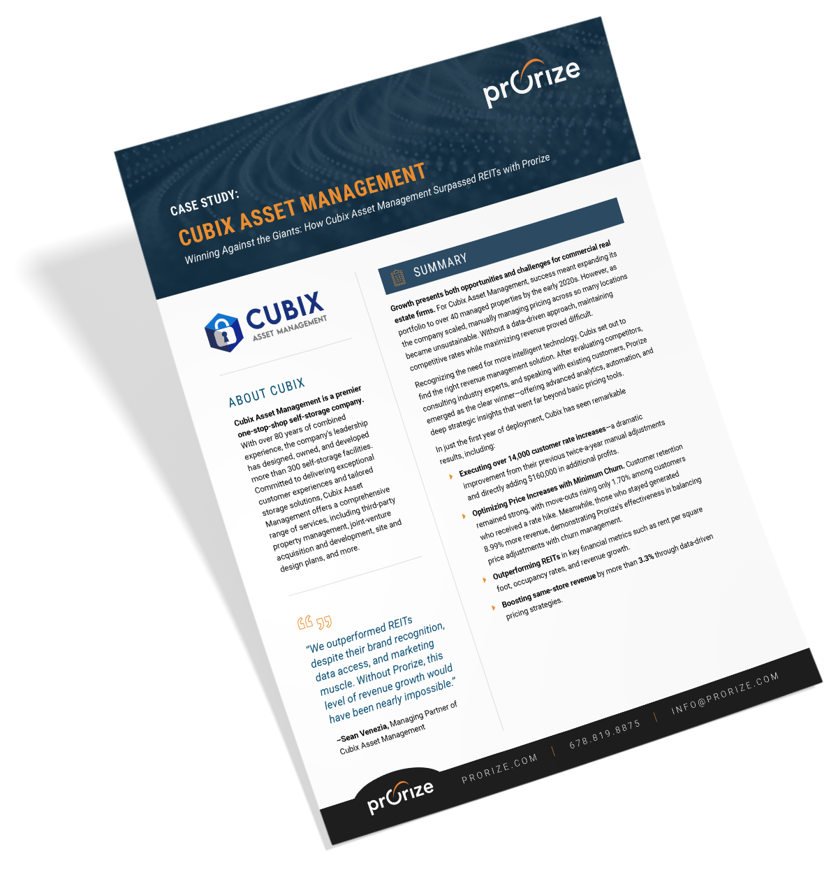 Cubix Case Study On Revenue Management | Prorize